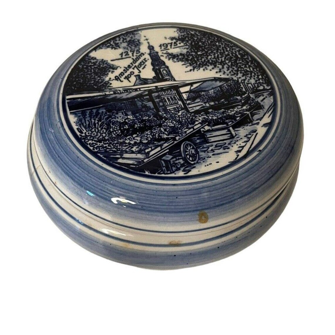 Delft Vintage Blue Holland Dutch Figurines Antique Trinket Box Girls ...