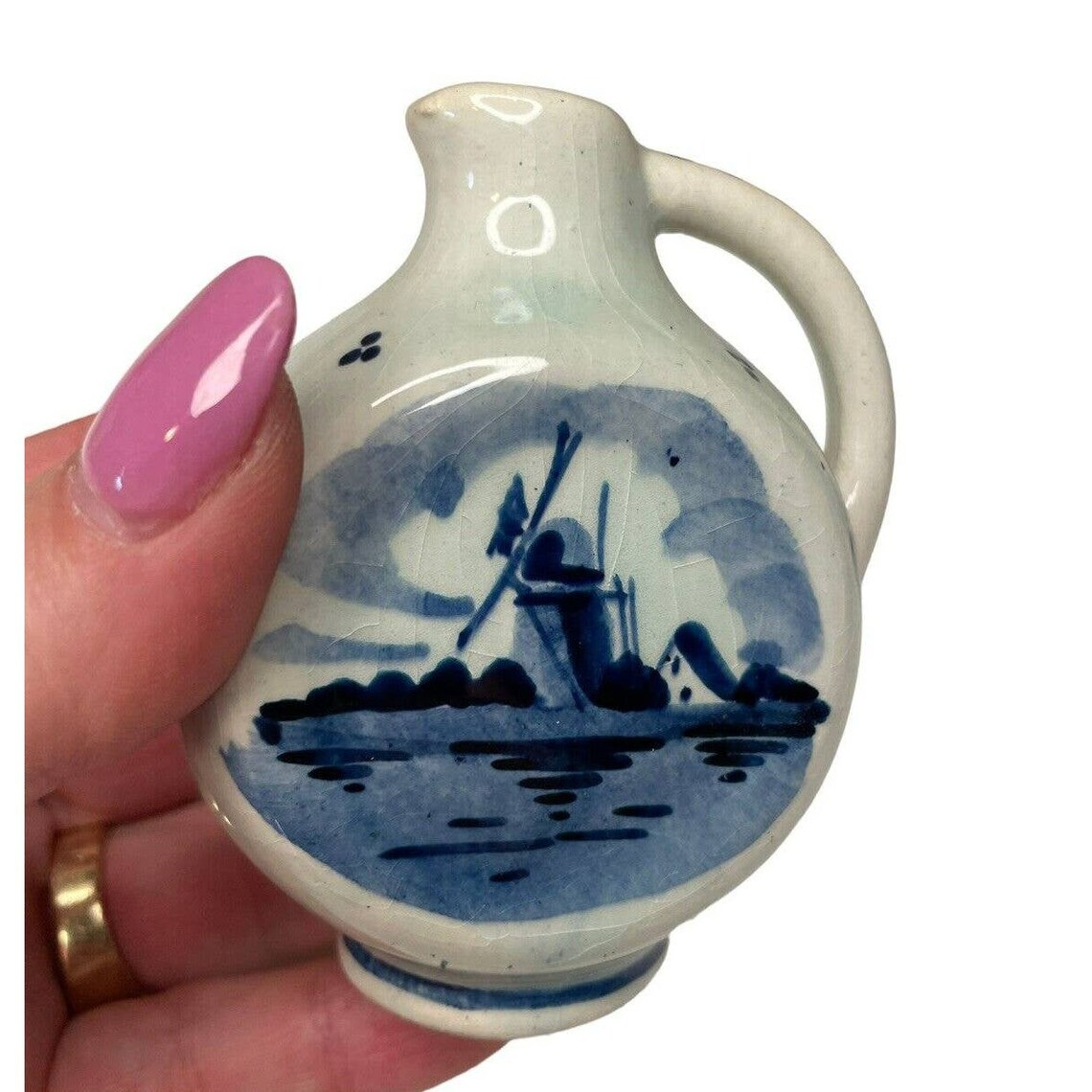 Delft Vintage Blue Holland Dutch Figurines Antique Trinket Box Girls ...