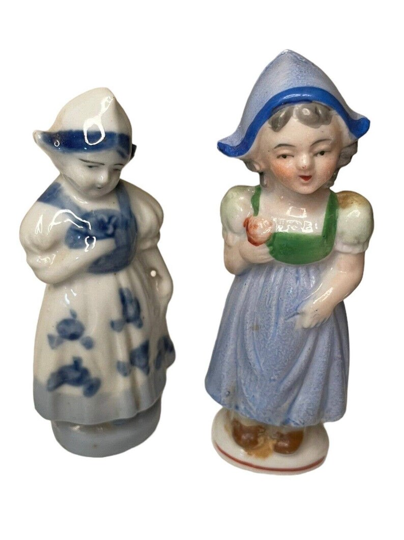 Delft Vintage Blue Holland Dutch Figurines Antique Trinket Box Girls ...