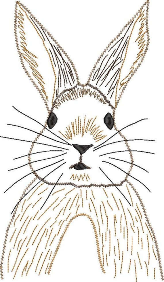 Rustic Rabbit Digital Embroidery Design | Etsy