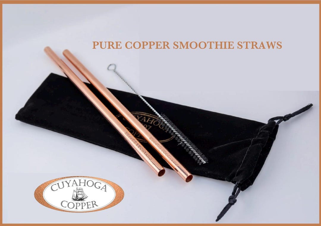 Set of 2 Jumbo Pure Copper Drinking Straws Perfect for Smoothies ...
