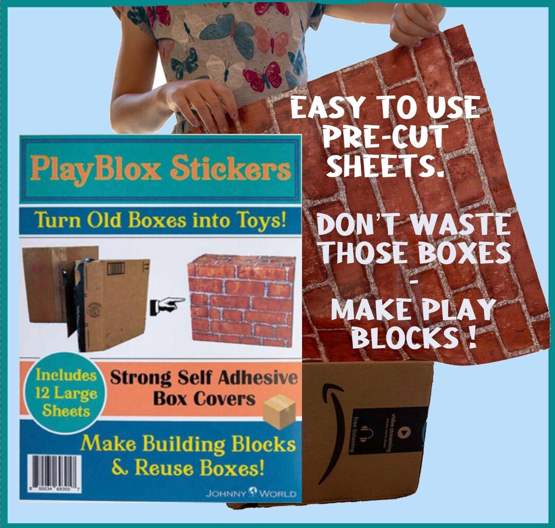 Play Blox - Building Block Stickers for Boxes – Reuse Packages to Make ...