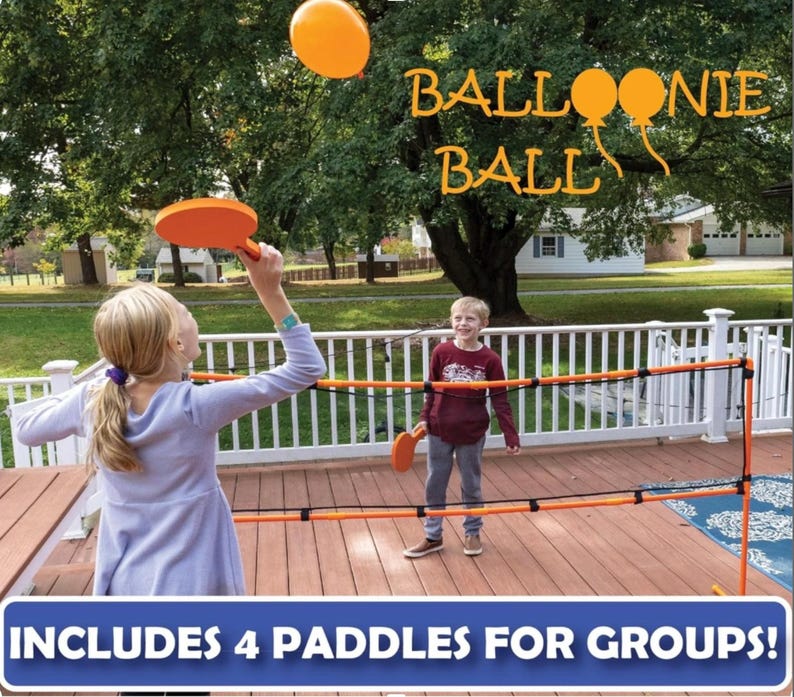 Balloonie Ball - Indoor Balloon Volleyball Game - Foam Paddles, Sturdy ...