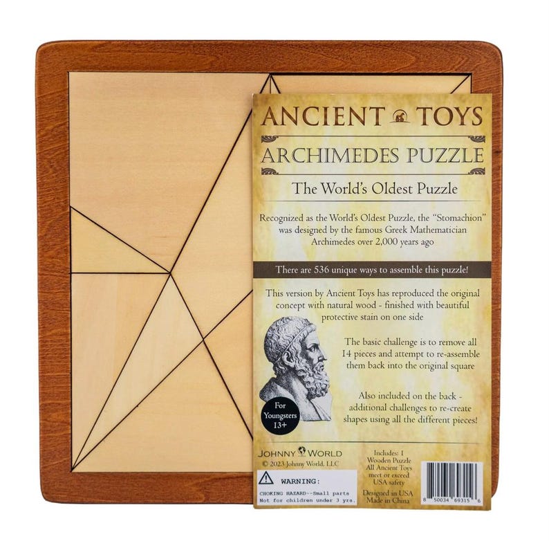 The WORLD’S OLDEST PUZZLE – Archimedes Stomachion Puzzle. Wooden Brain ...