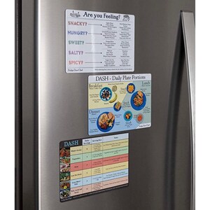 DASH DIET Refrigerator Cooking Magnet Set of 3 Reference Guides for ...