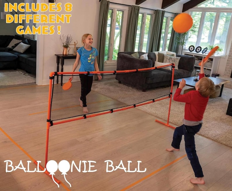 Balloonie Ball - Indoor Balloon Volleyball Game - Foam Paddles, Sturdy ...