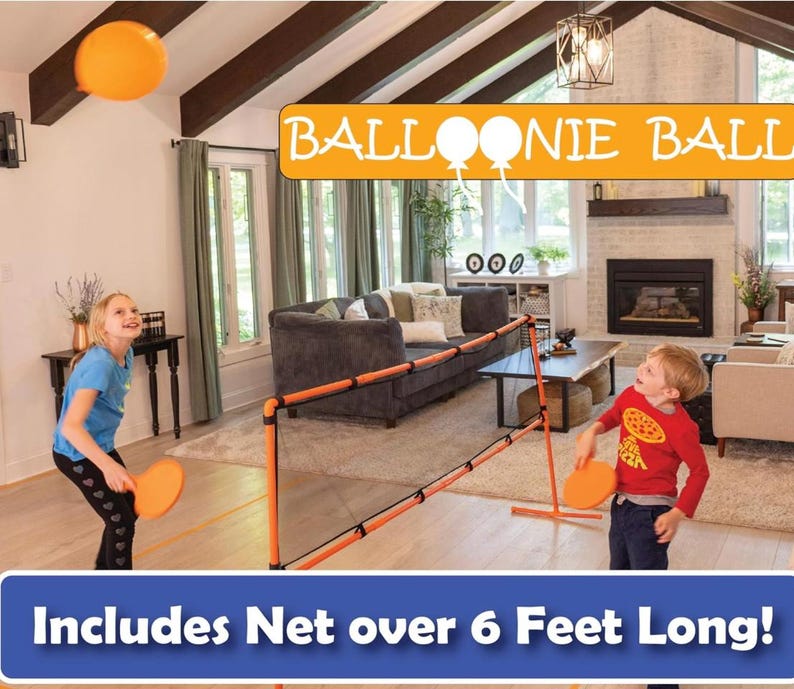 Balloonie Ball - Indoor Balloon Volleyball Game - Foam Paddles, Sturdy ...