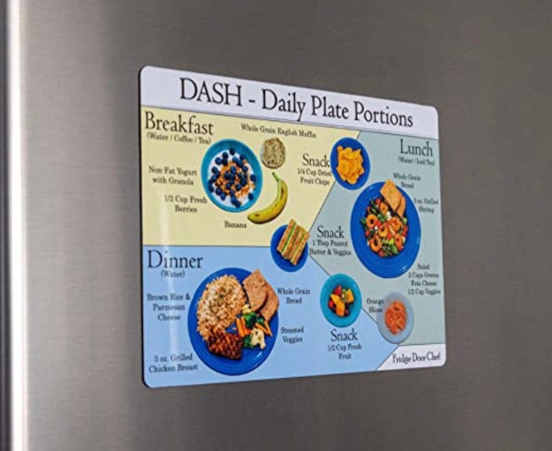 DASH DIET Refrigerator Cooking Magnet Set of 3 Reference Guides for ...