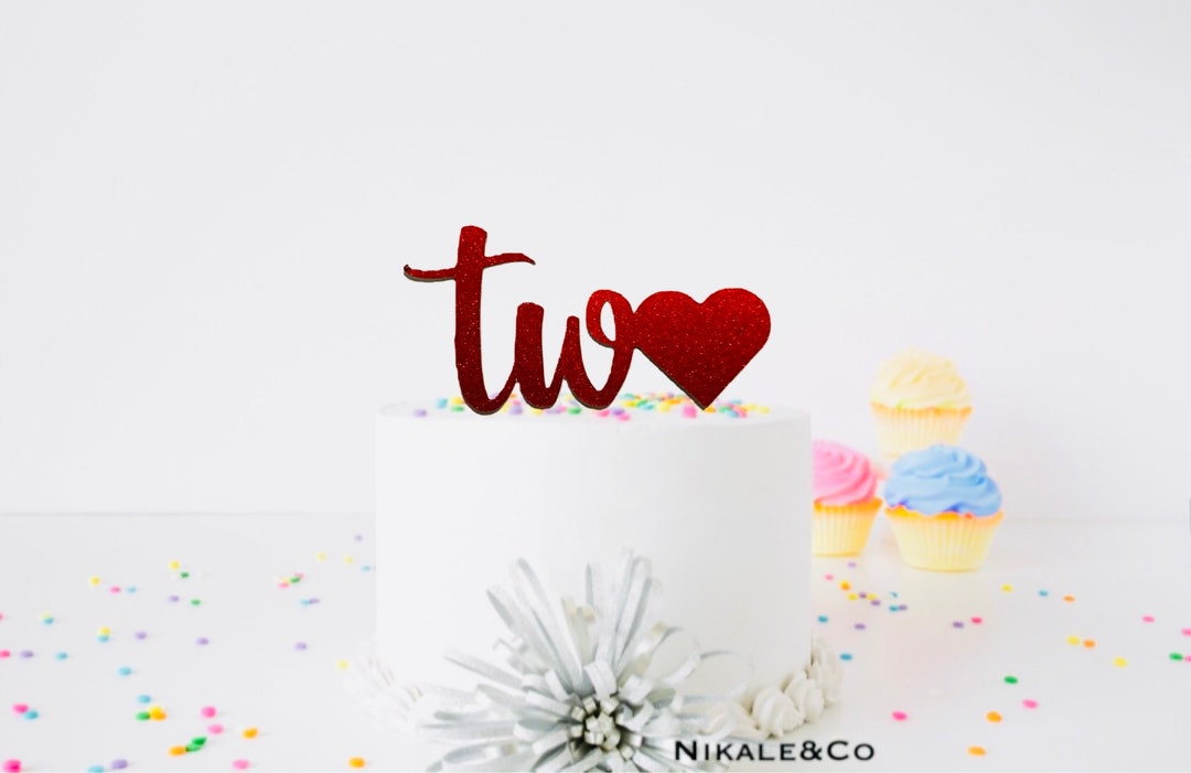 Heart Two Cake Topper, Valentine Second Birthday, Valentine Cake Smash ...