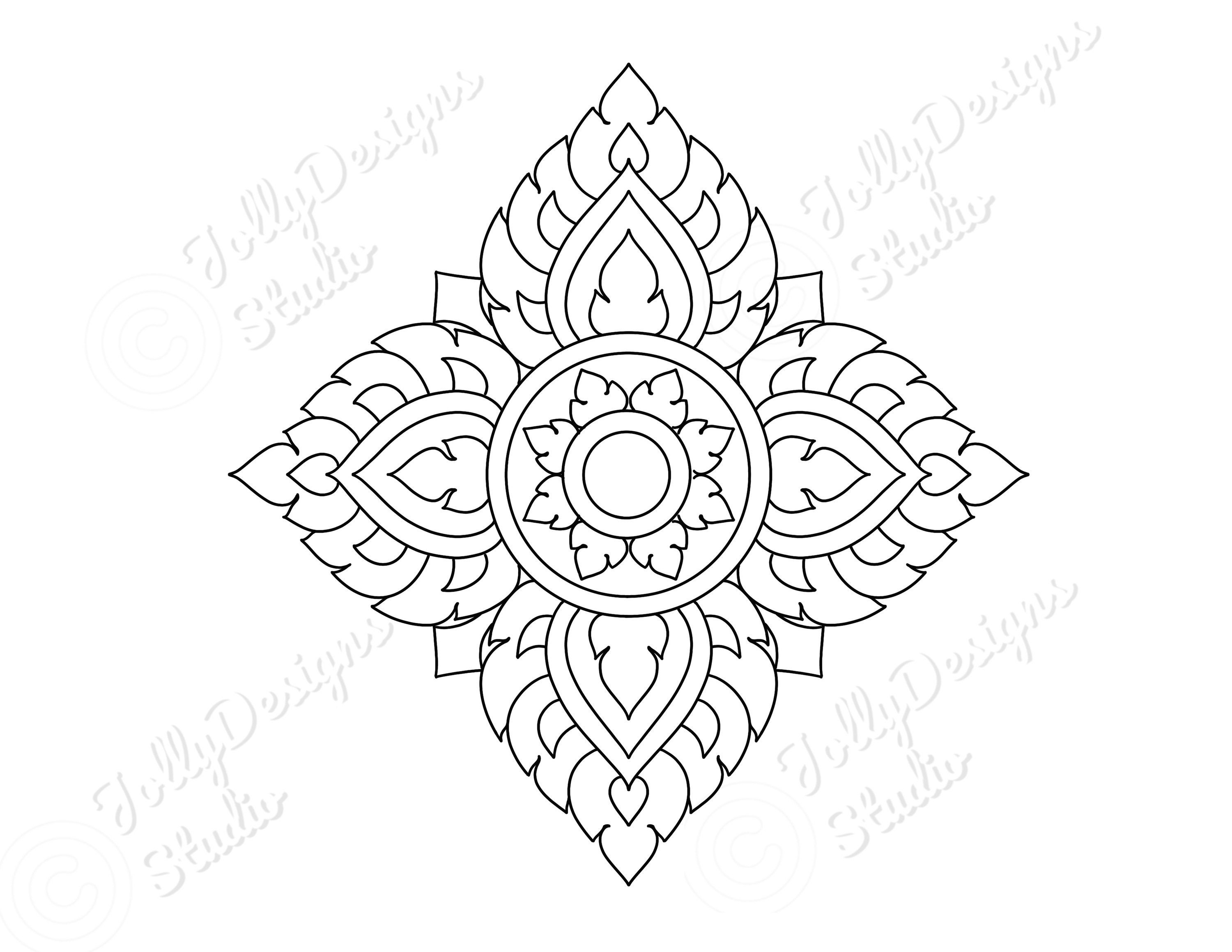 Amazing Thai Traditional Lotus Art Patterns Type B. - Etsy