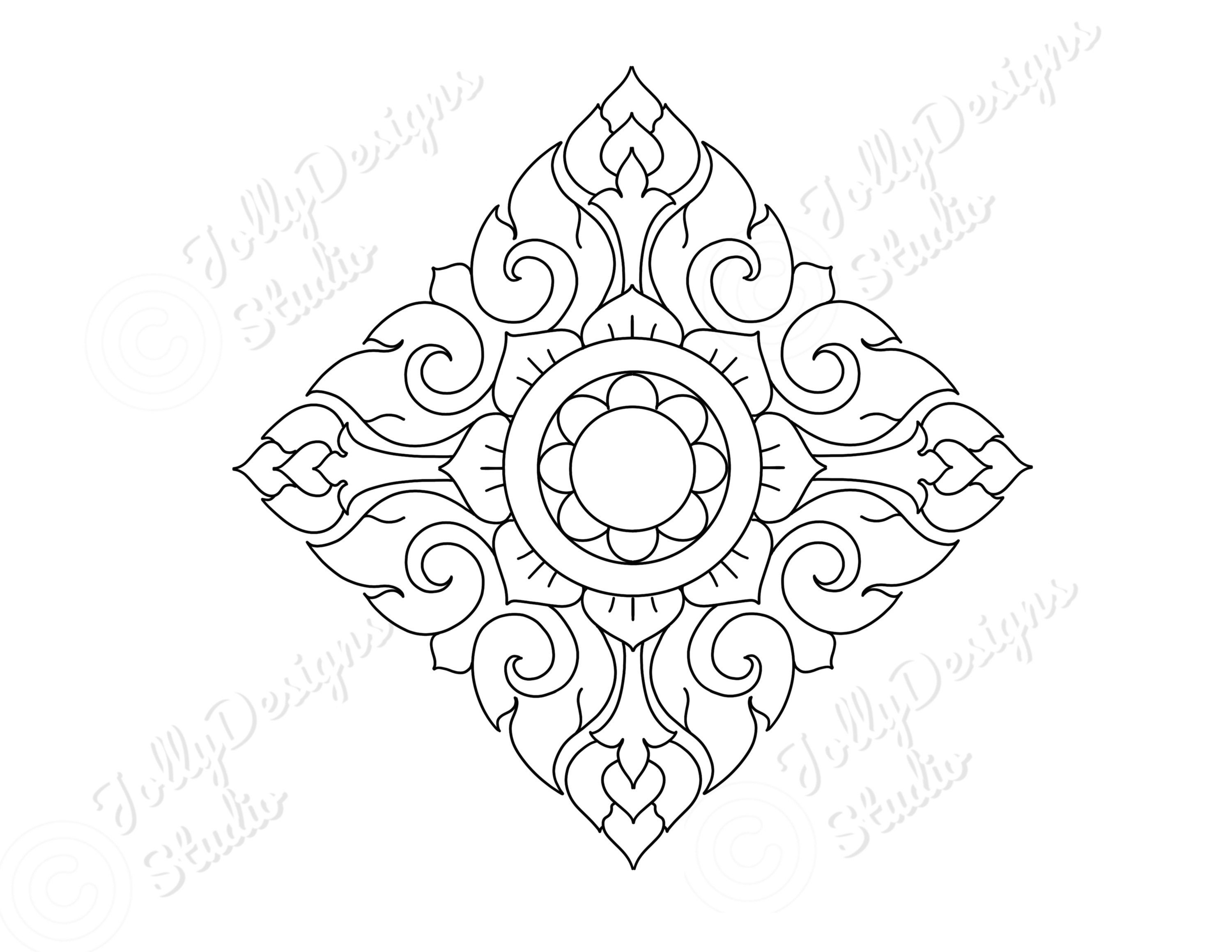 Amazing Thai Traditional Lotus Art Patterns Type B. - Etsy