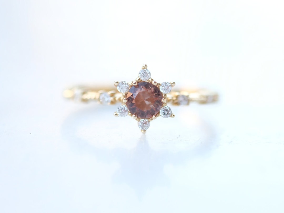 Zultanite Fairy 14K Gold Plated or Solid Gold Engagement Ring/ Floral ...