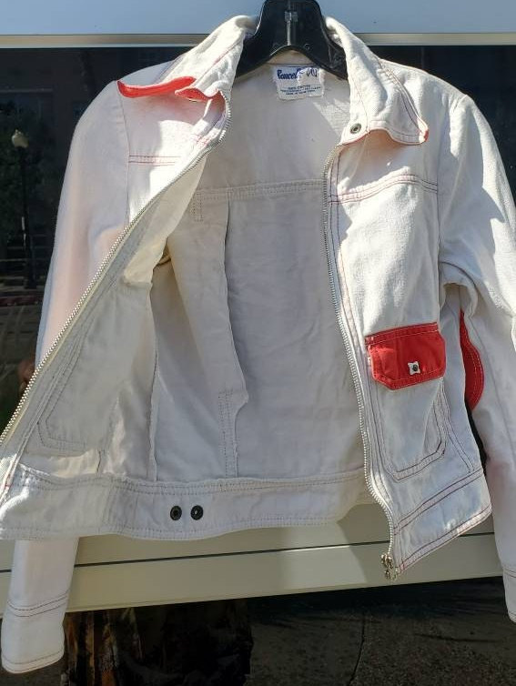 Vintage RONCELLI 60s 70s Orange White Elbow Patches Zippers Pockets ...