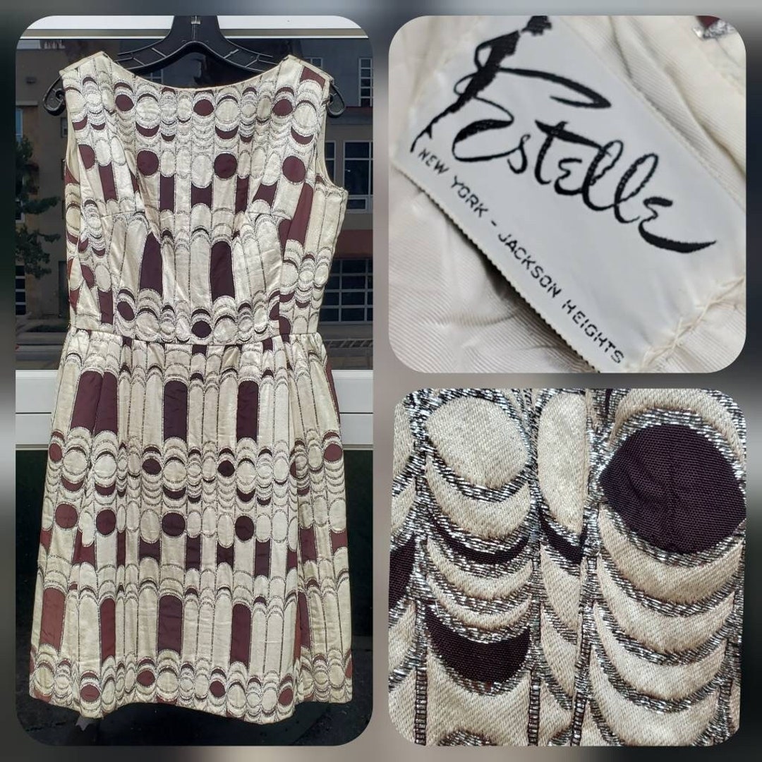 Vintage 1960's Space Age Atomic Dress 60's Lurex Quilted Metallic Dress ...