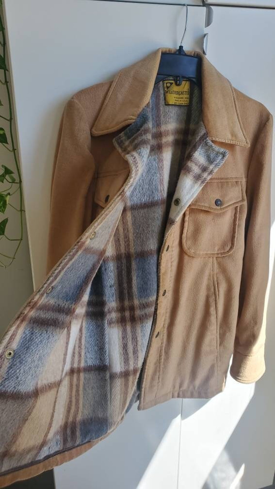 Vintage GRAIL 60s 70s Brown Weathercaster Jacket Corduroy Plaid Sherpa ...