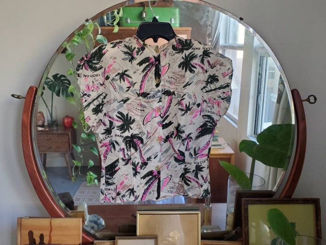 Vintage 1930s 1940s Silk Blouse Immaculate Condition Florida Tropical ...