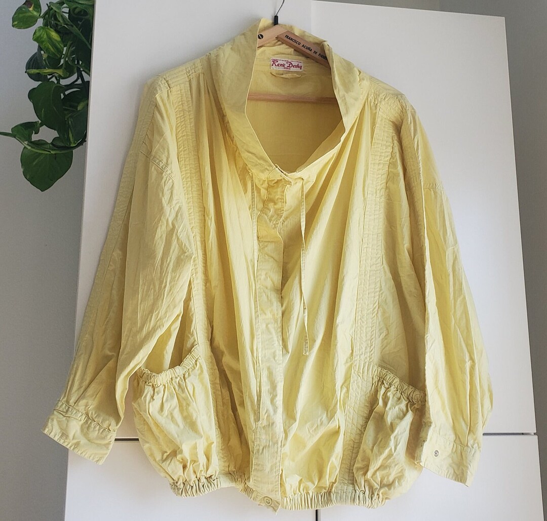 Vintage 80s Pastel Yellow Cotton Jacket Rene Derhy Paris Preppy ...