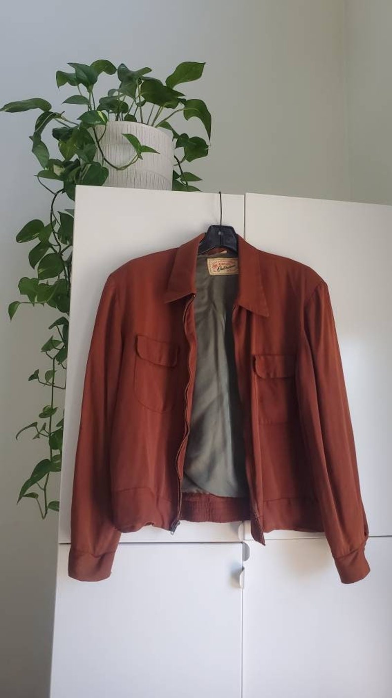 Vintage 40s 50s HERCULES Rust SEARS Gabardine Jacket Talon Ricky Large ...