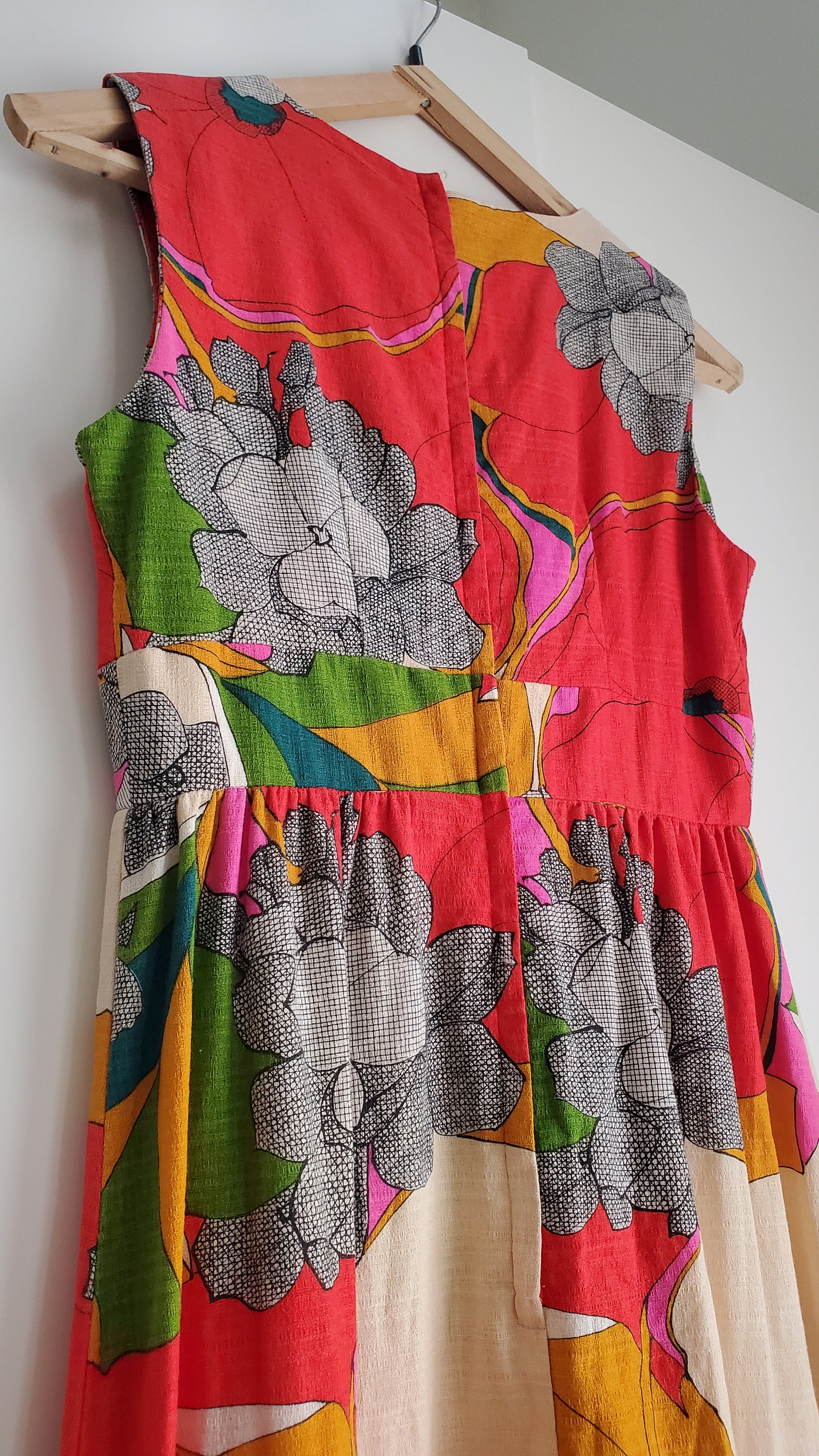 Vintage 1960s PSYCHEDELIC Floral Maxi Mcinerny Muumuu HAWAIIAN Dress ...