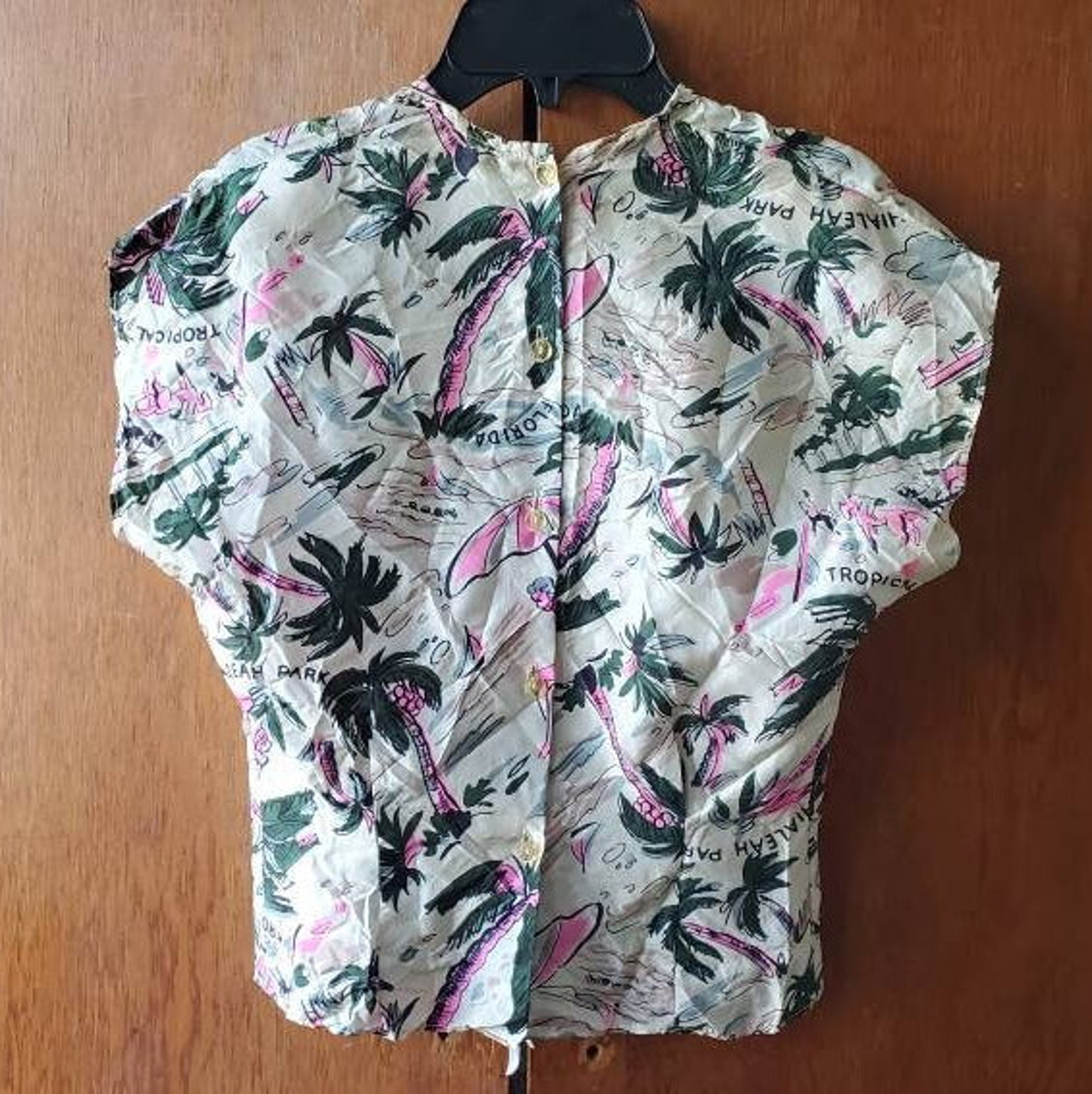 Vintage 1930s 1940s Silk Blouse Immaculate Condition Florida Tropical ...