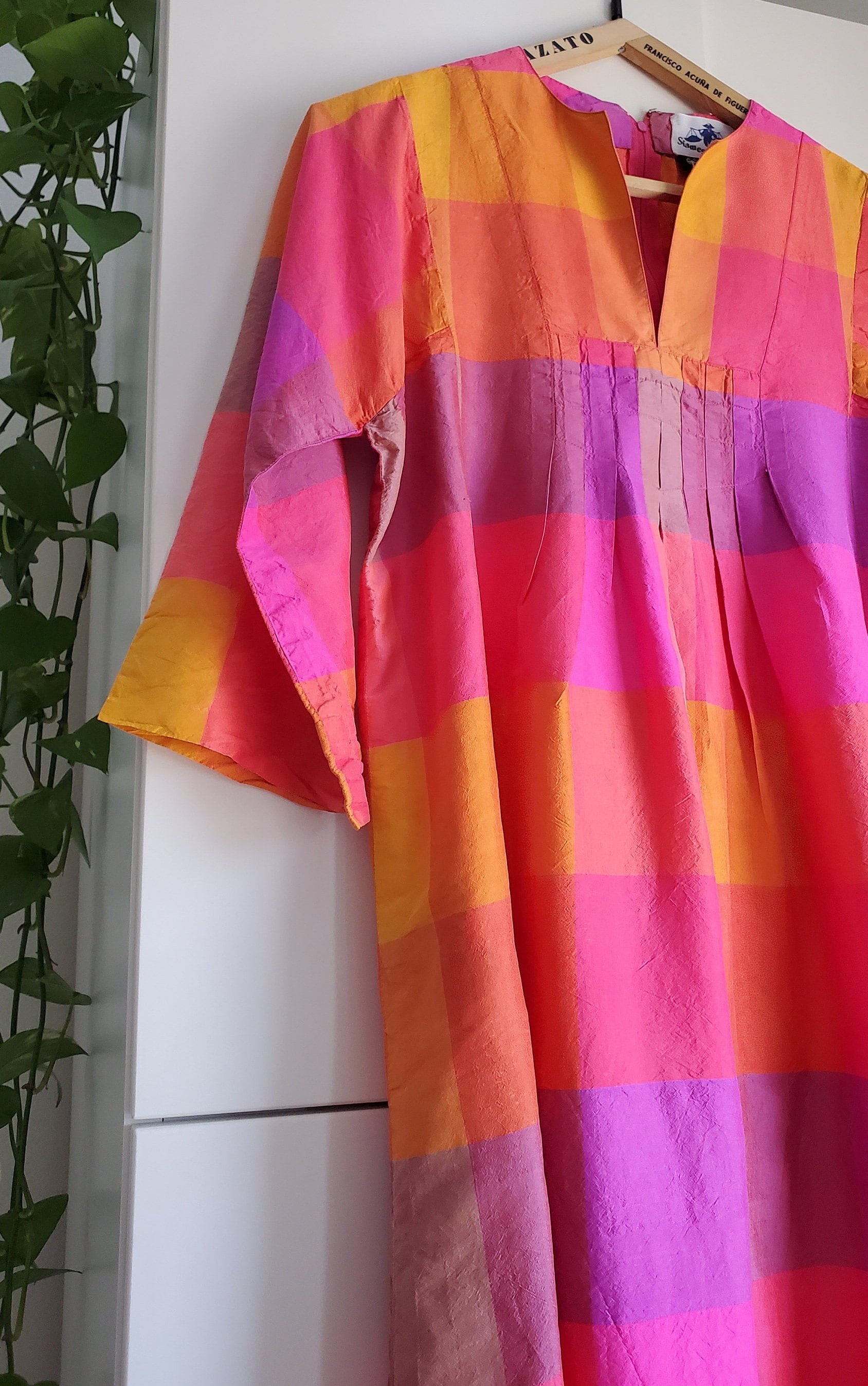 60s Jim Thompson Vintage Silk Thai Caftan Kaftan Dress Siam Kimono ...