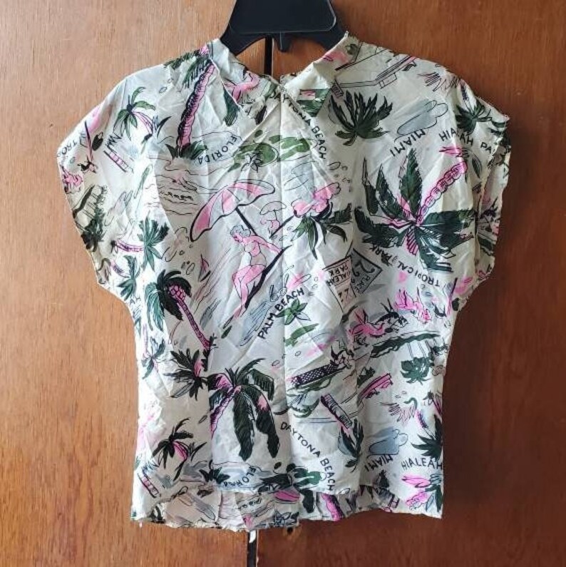 Vintage 1930s 1940s Silk Blouse Immaculate Condition Florida Tropical ...