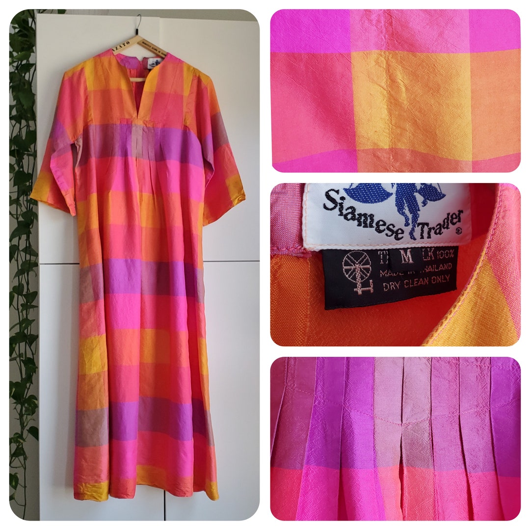 60s Jim Thompson Vintage Silk Thai Caftan Kaftan Dress Siam Kimono ...