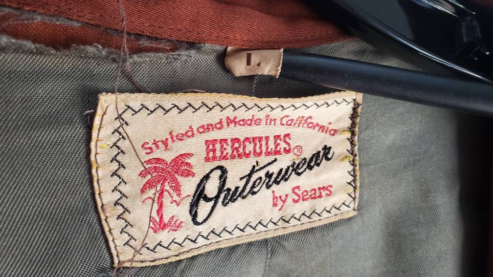 Vintage 40s 50s HERCULES Rust SEARS Gabardine Jacket Talon Ricky Large ...