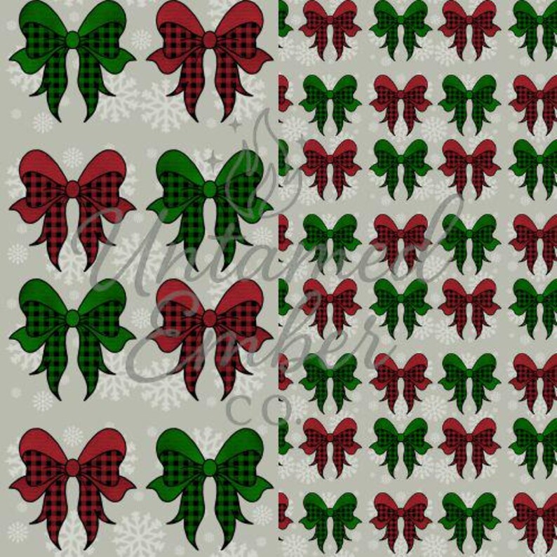 Christmas Bow Digital Paper, Holiday Plaid, Seamless Patterns (PNG) - Etsy