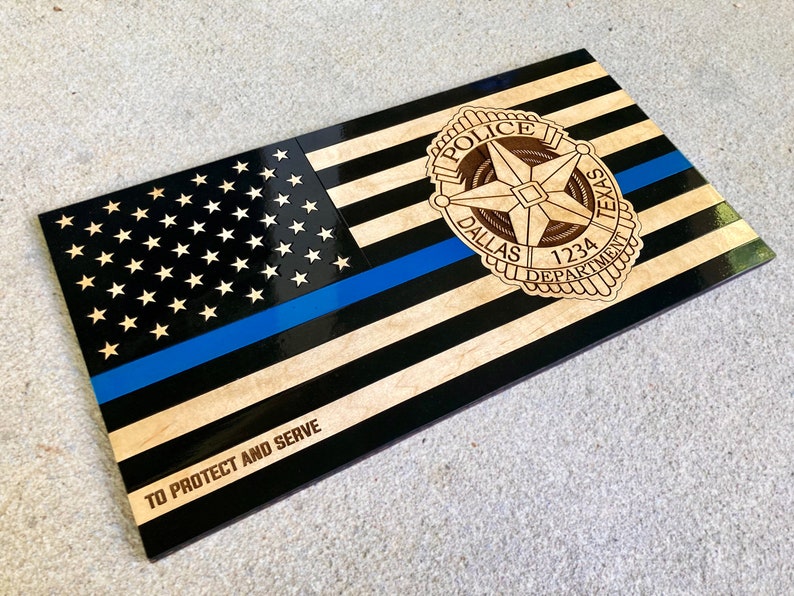 Personalized Dallas Police Badge Flag Thin Blue Line - Etsy