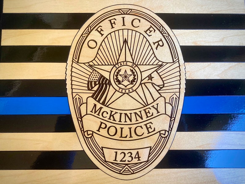 Personalized Mckinney Police Badge Flag Thin Blue Line - Etsy