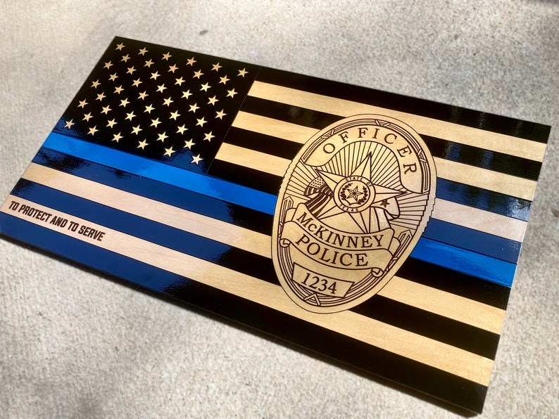 Personalized Mckinney Police Badge Flag Thin Blue Line - Etsy