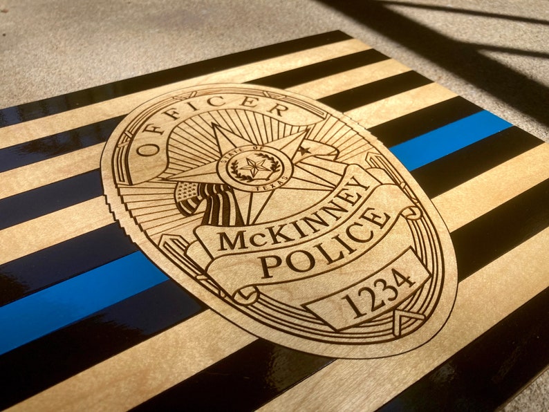 Personalized Mckinney Police Badge Flag Thin Blue Line - Etsy
