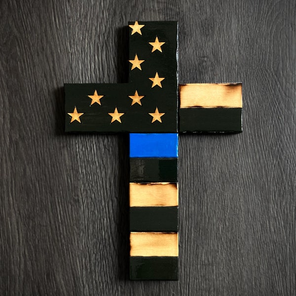 Wooden Thin Blue Line Flag - Etsy
