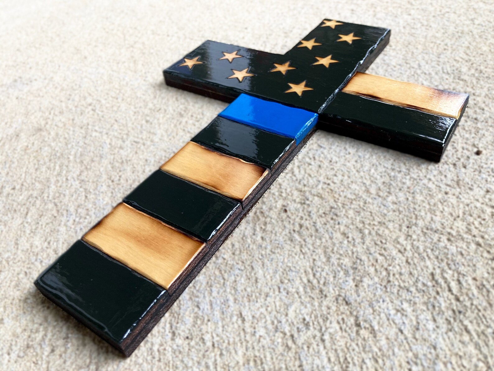 Thin Blue Line Cross Police Cross Wooden American Flag - Etsy