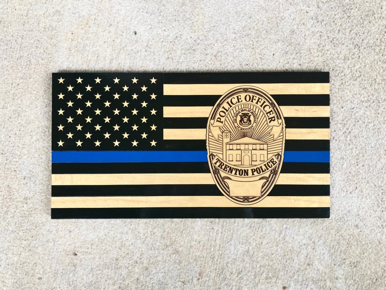 Personalized Trenton Police Badge Flag Thin Blue Line - Etsy