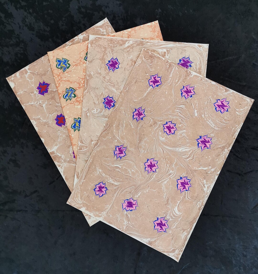 Handmade Marbled Paper - for Bookbinding, Découpage and Paper Crafts ...