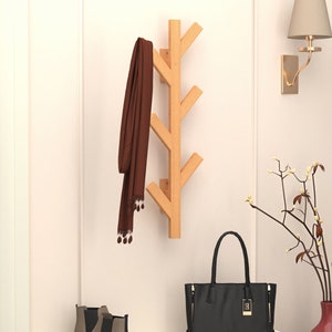 Wooden Wall Coat Rack, Tree Branches Wall Mounted Coat Rack, Hanger ...