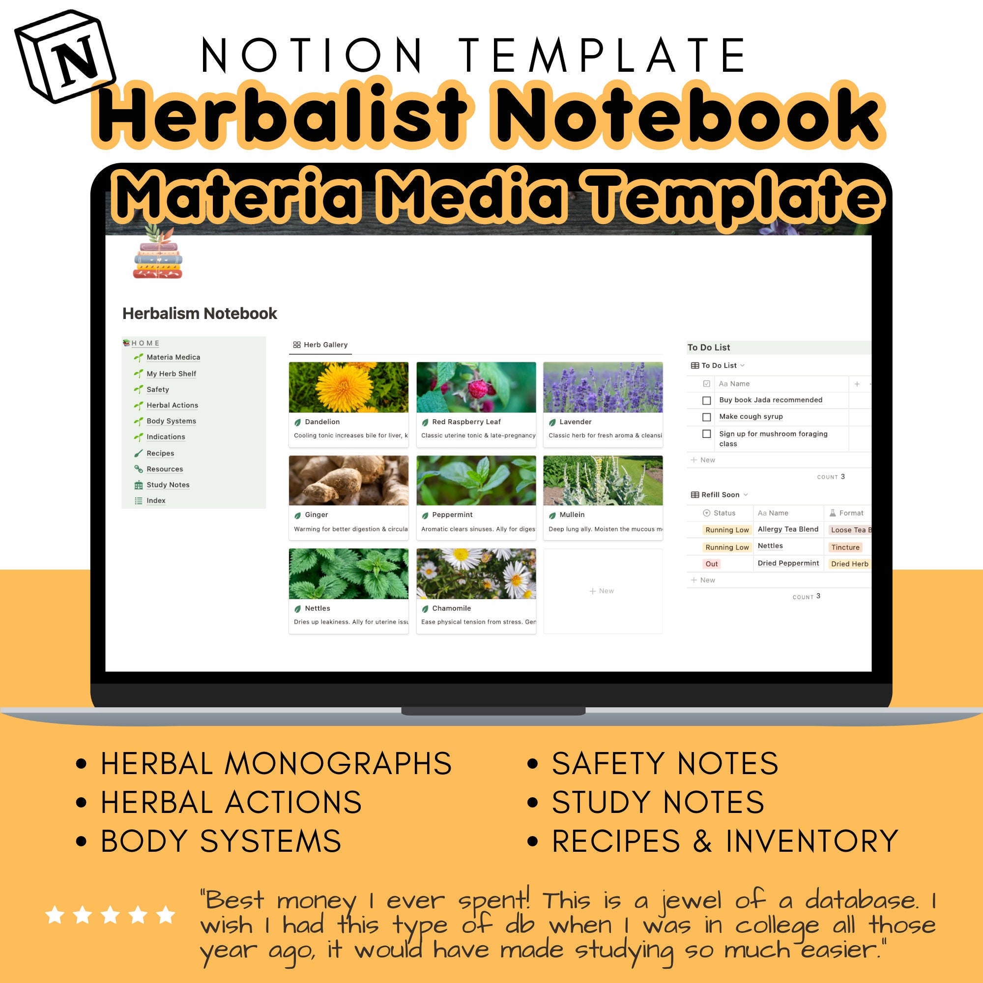 Plantilla de nociones de cuaderno de herbolario Materia - Etsy México