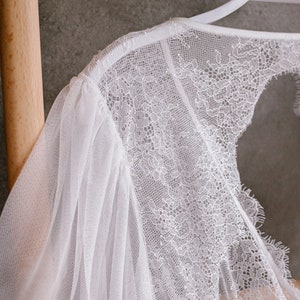 Grace Wedding Lace Sheer Mini Nightdress Set, See Through Lace Sheer ...