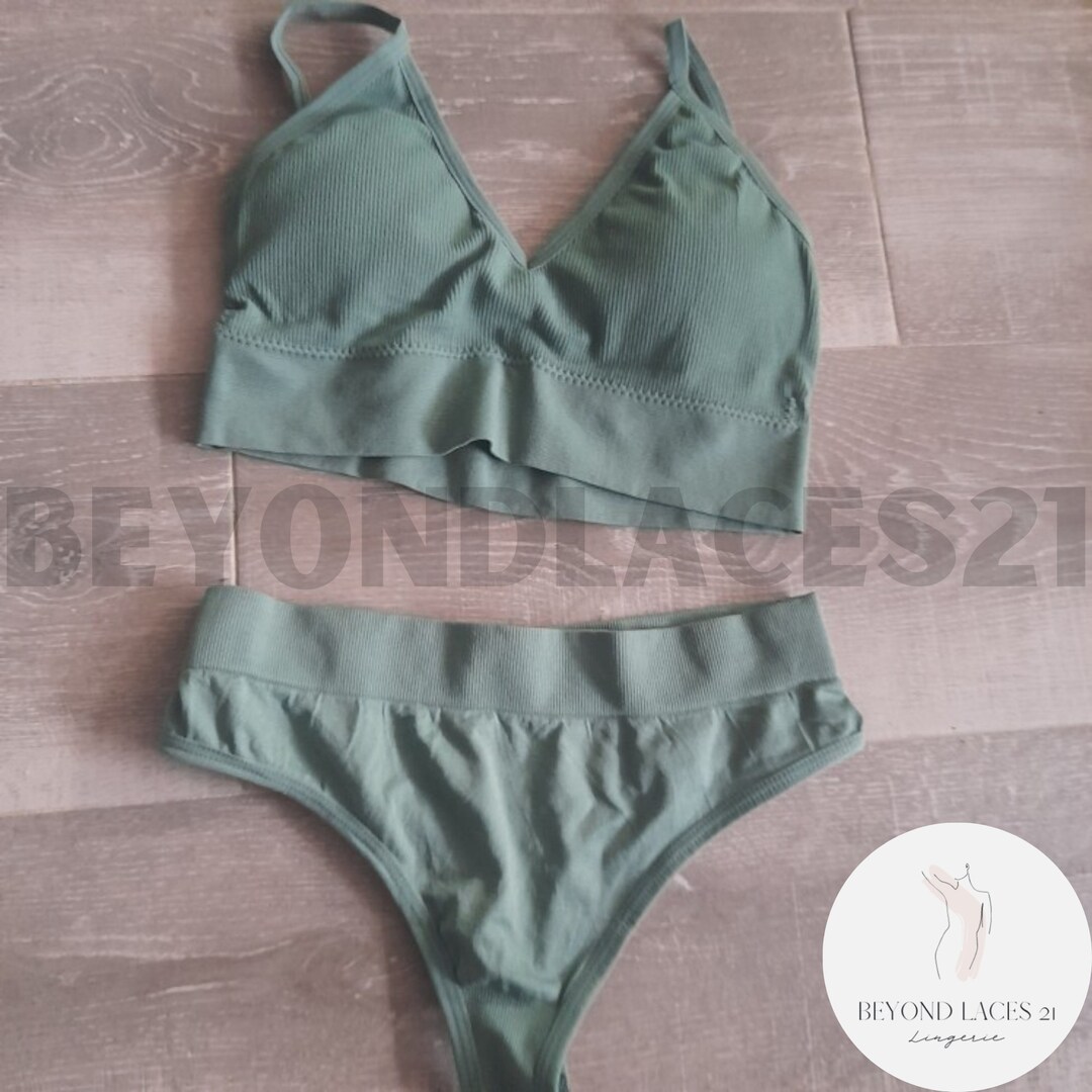 Seamless Bra and Panty Set, Sexy Thong Low Waist Panties and Wire Free ...