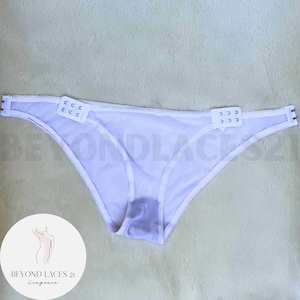 See Through Lace Underwear Side Hook and Eye, Sheer White Panty, Low ...