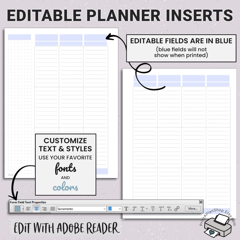 Happy Planner Inserts: Lined Vertical Layout, HP Classic (digital ...