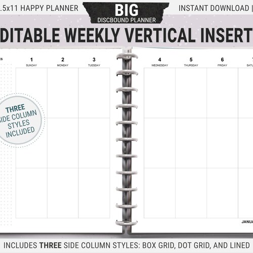 Editable Weekly Class Planner Inserts BIG Happy Planner - Etsy