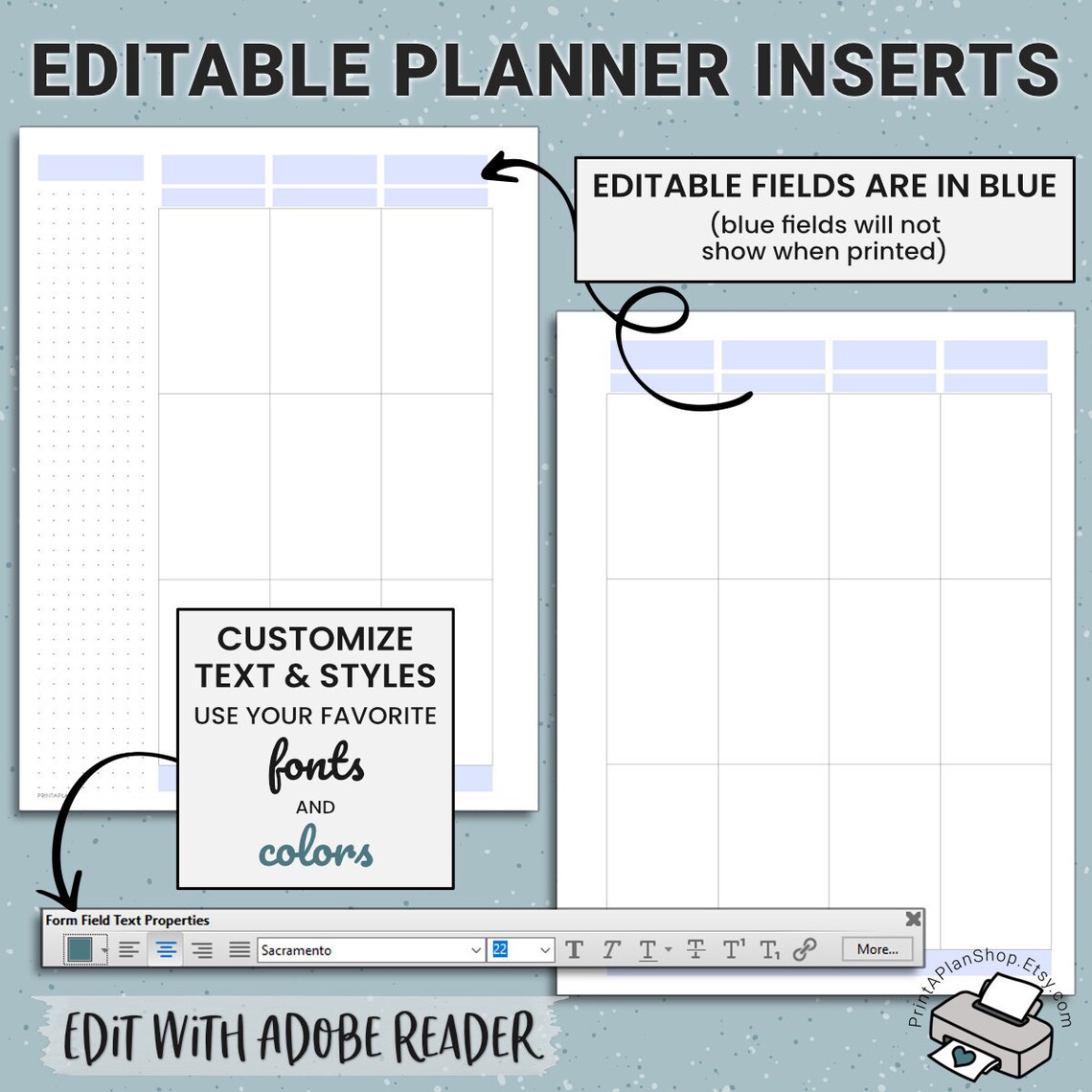 Editable Happy Planner Vertical Layout HP Classic Printable | Etsy