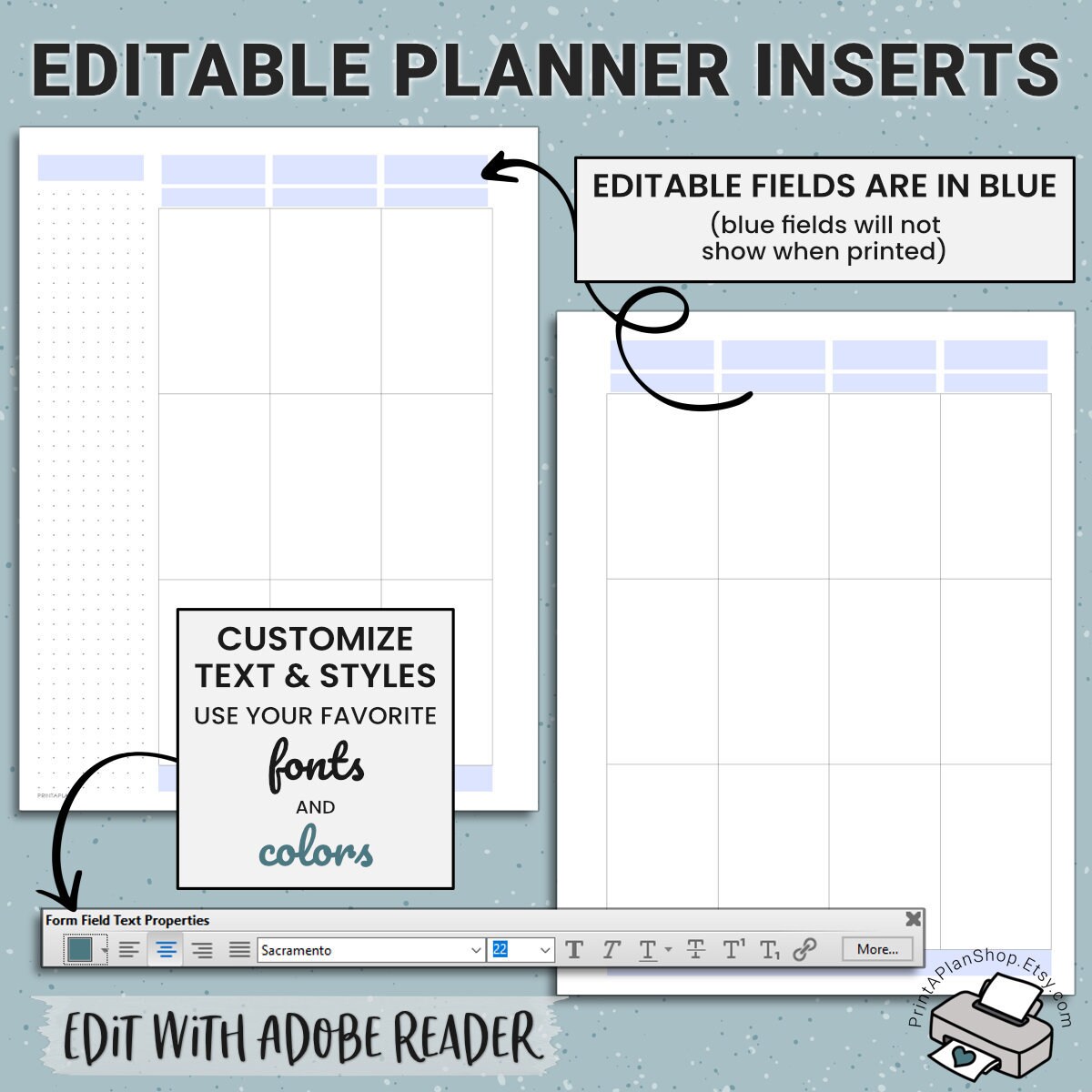 Editable Happy Planner Vertical Layout HP Classic Printable | Etsy