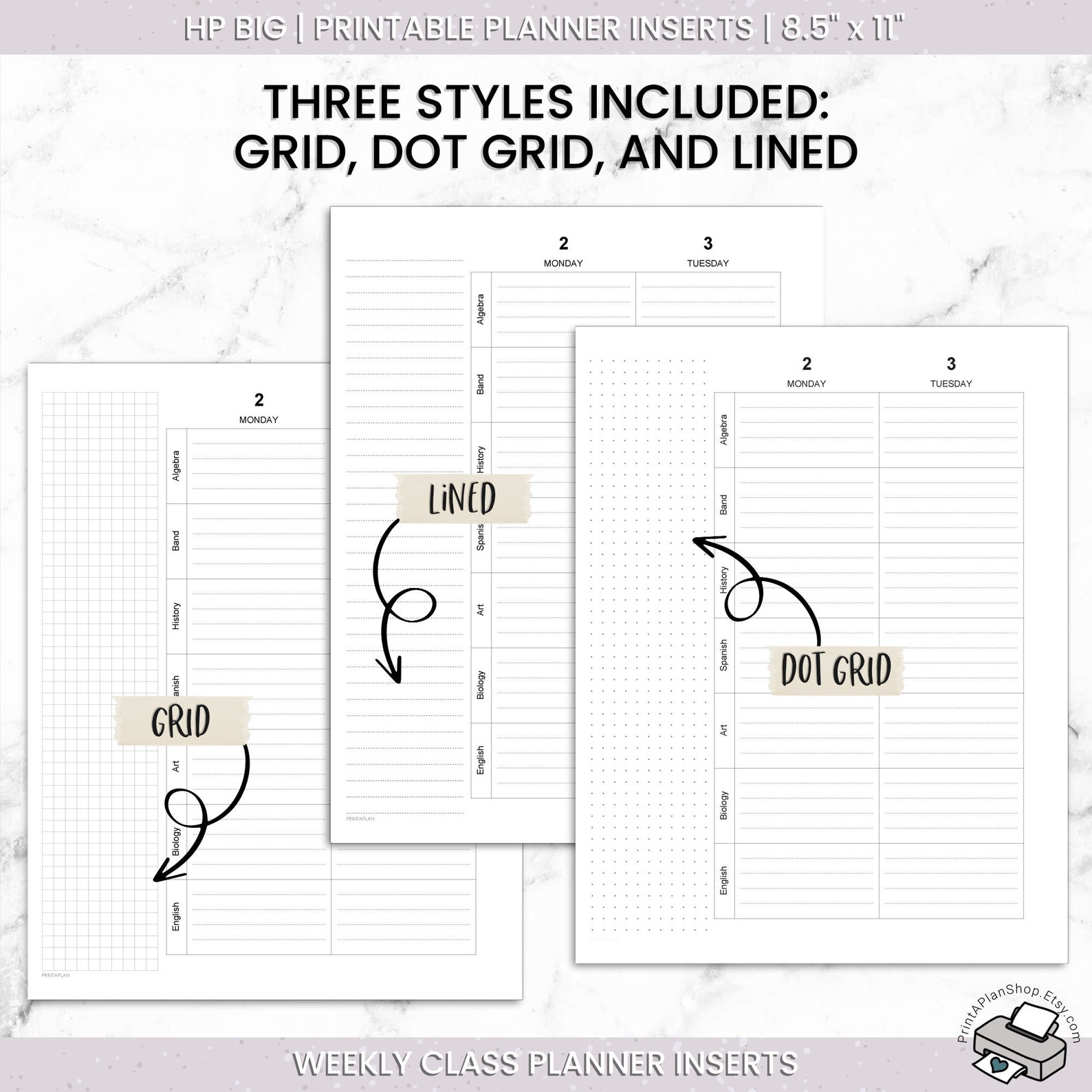 Editable Weekly Class Planner Inserts BIG Happy Planner - Etsy