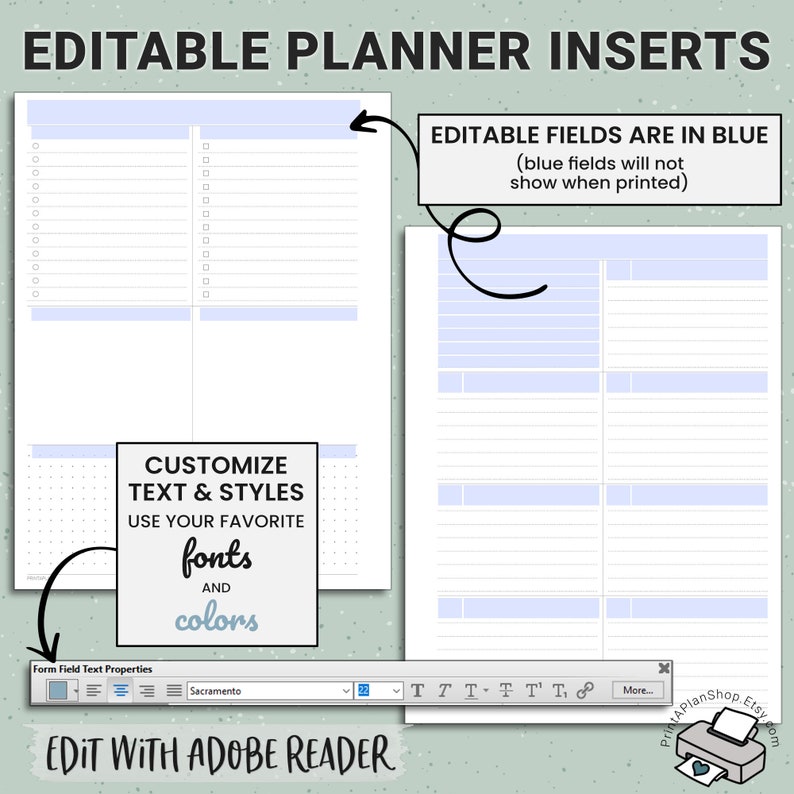Editable Happy Planner Dashboard Layout: Weekly Inserts (digital ...