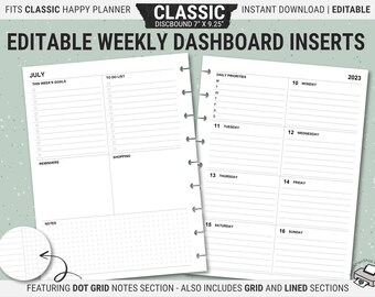Editable BIG Happy Planner Dashboard Layout Printable Weekly - Etsy