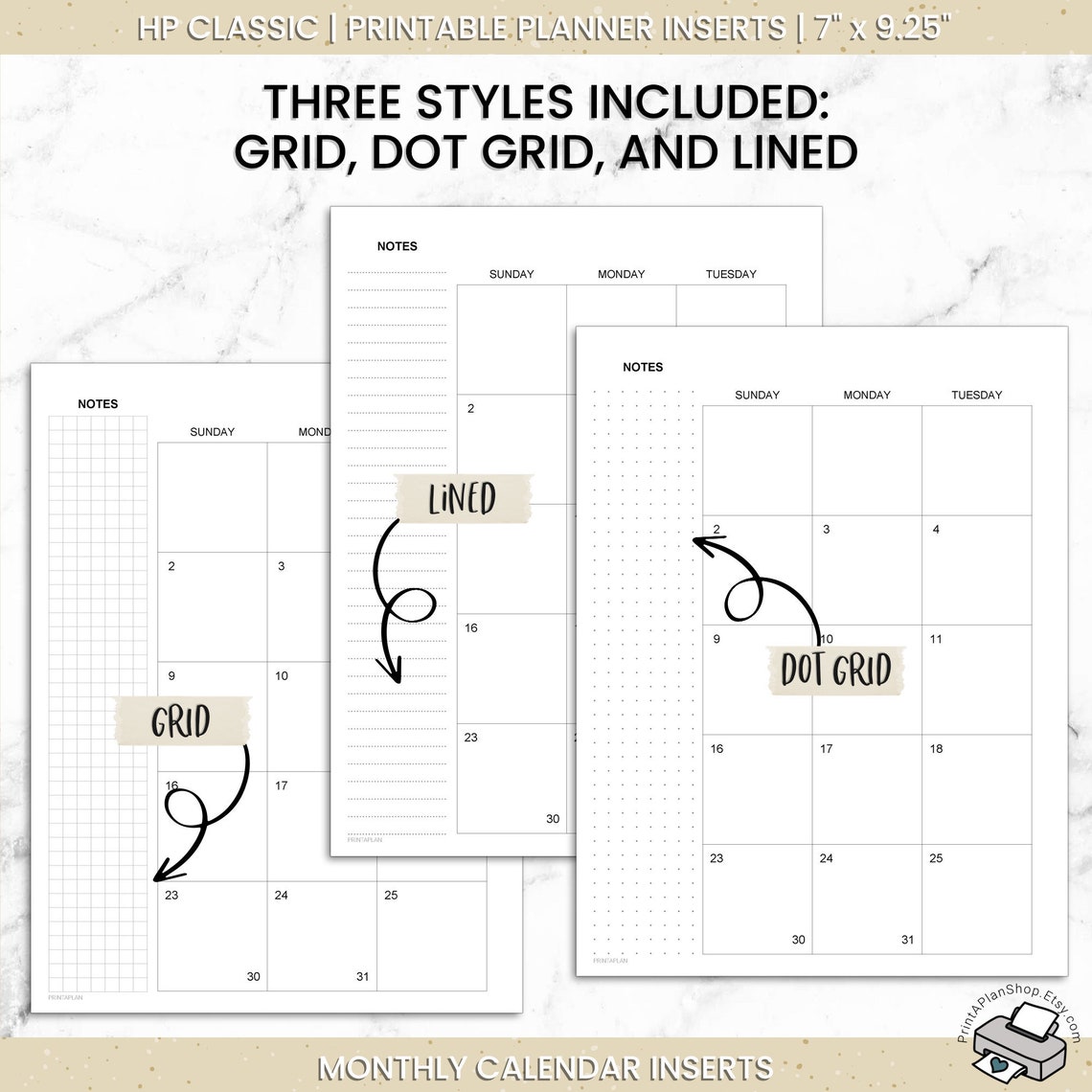 Editable Classic Happy Planner Monthly Calendar Inserts - Etsy